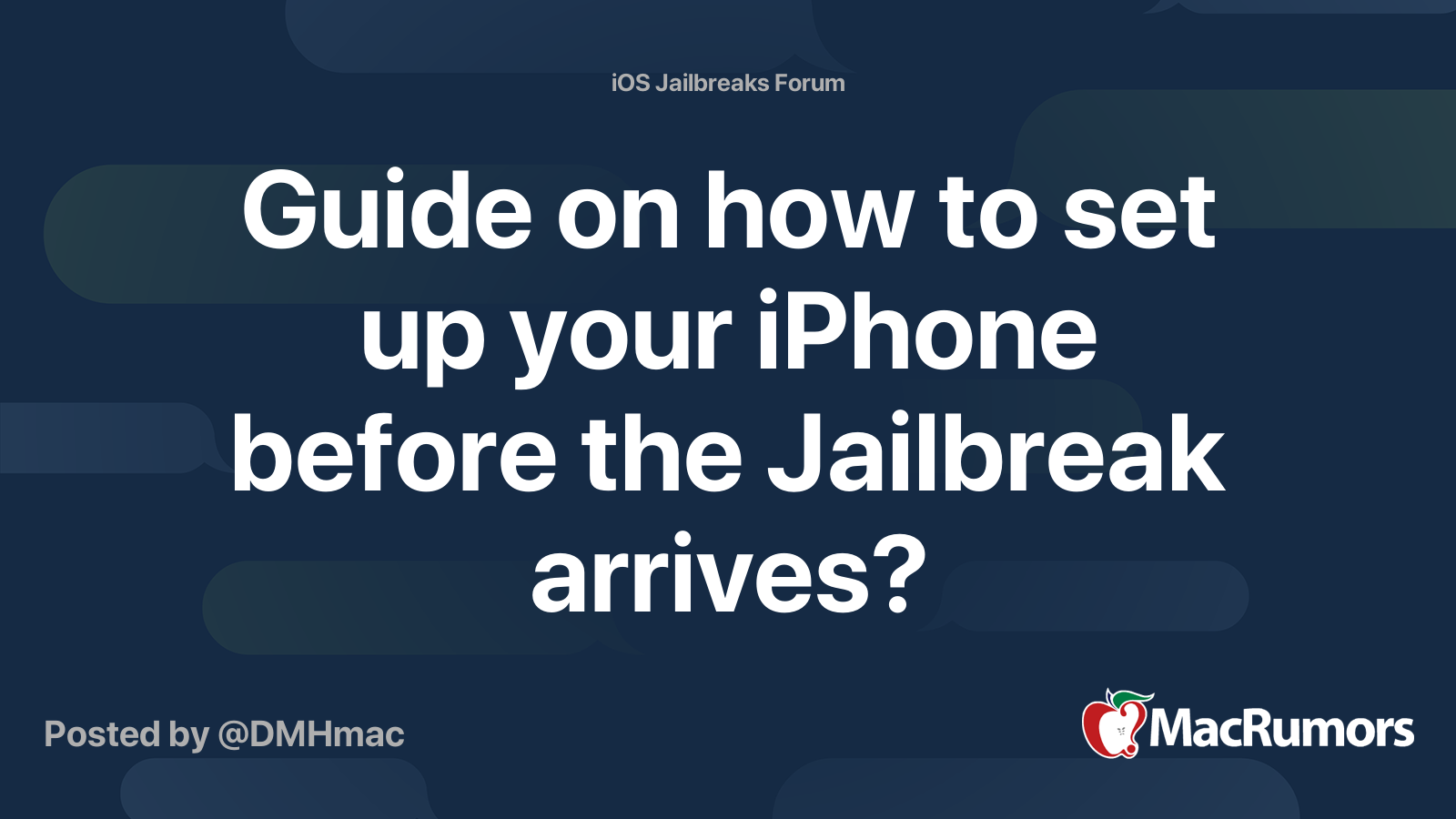 Guide on how to set up your iPhone before the Jailbreak arrives? | MacRumors Forums
