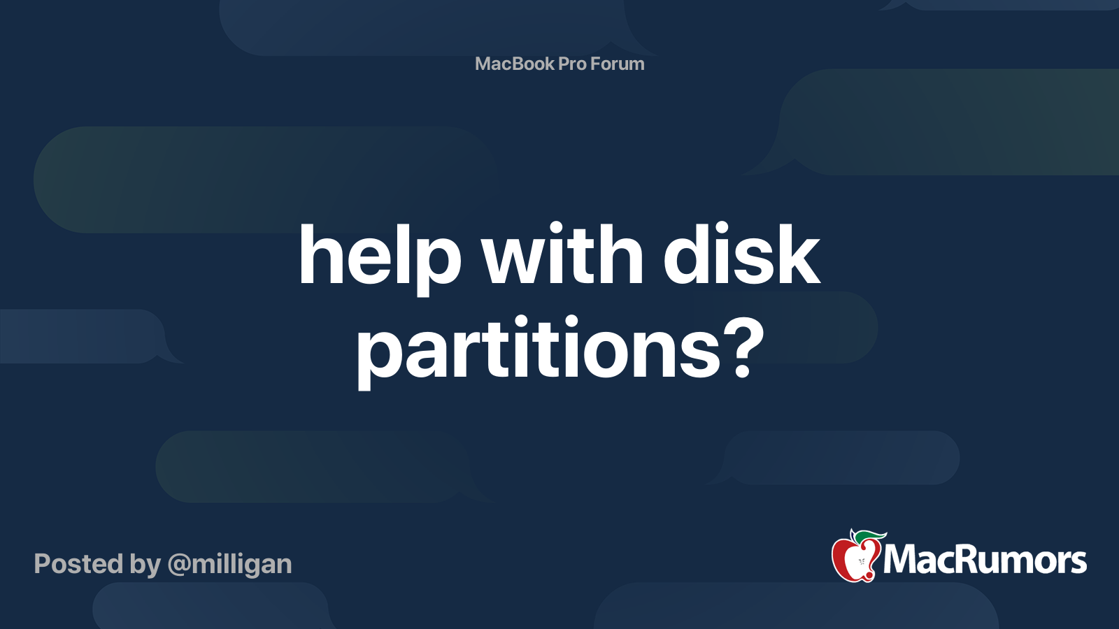 help with disk partitions? | MacRumors Forums