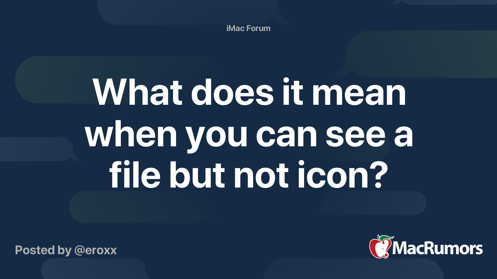 What does it mean when you can see a file but not icon? | MacRumors Forums