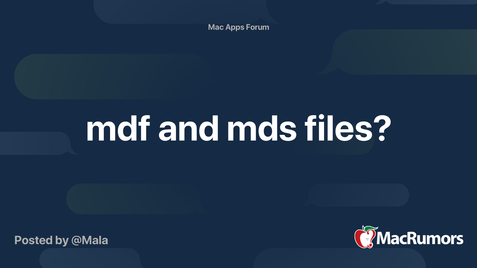 mdf and mds files? | MacRumors Forums