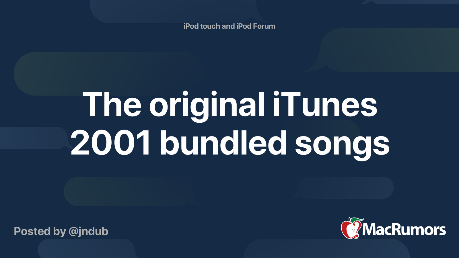 The original iTunes 2001 bundled songs | MacRumors Forums