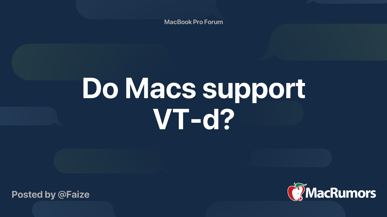 Do Macs support VT-d? | MacRumors Forums