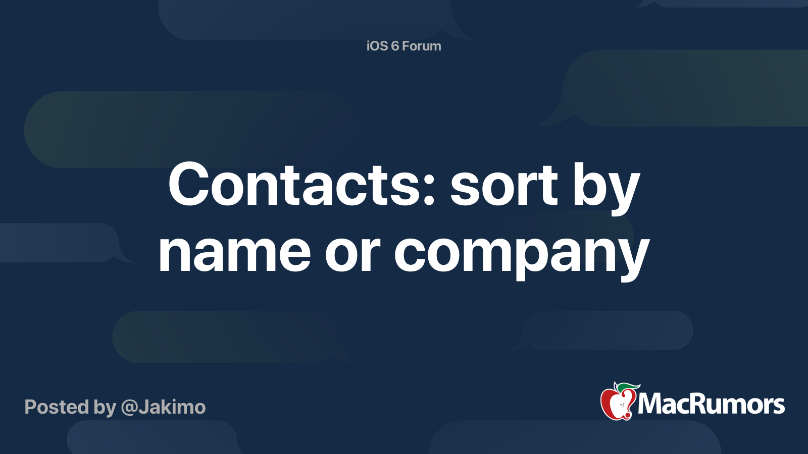 Contacts: sort by name or company | MacRumors Forums