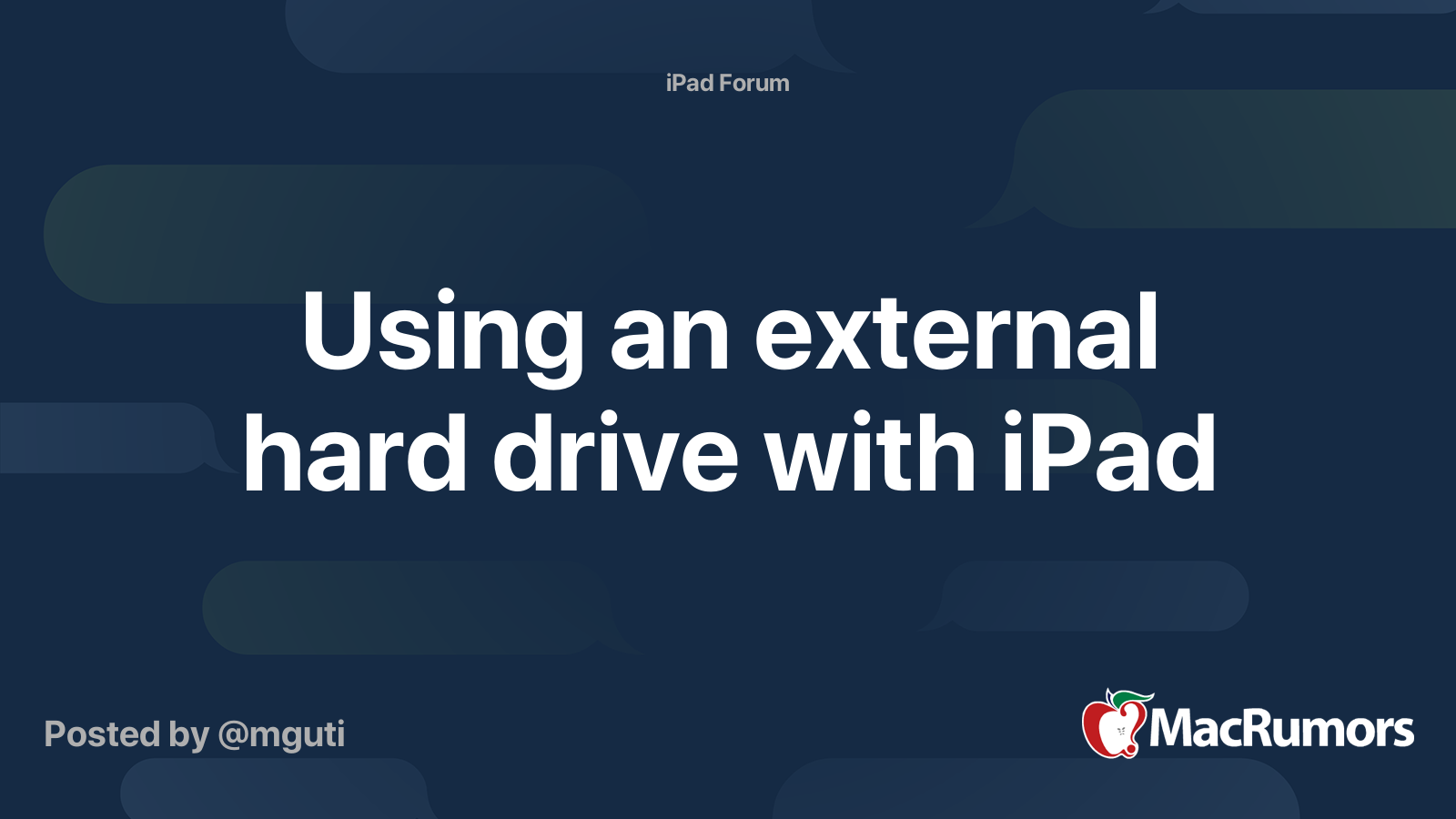 Using an external hard drive with iPad | MacRumors Forums