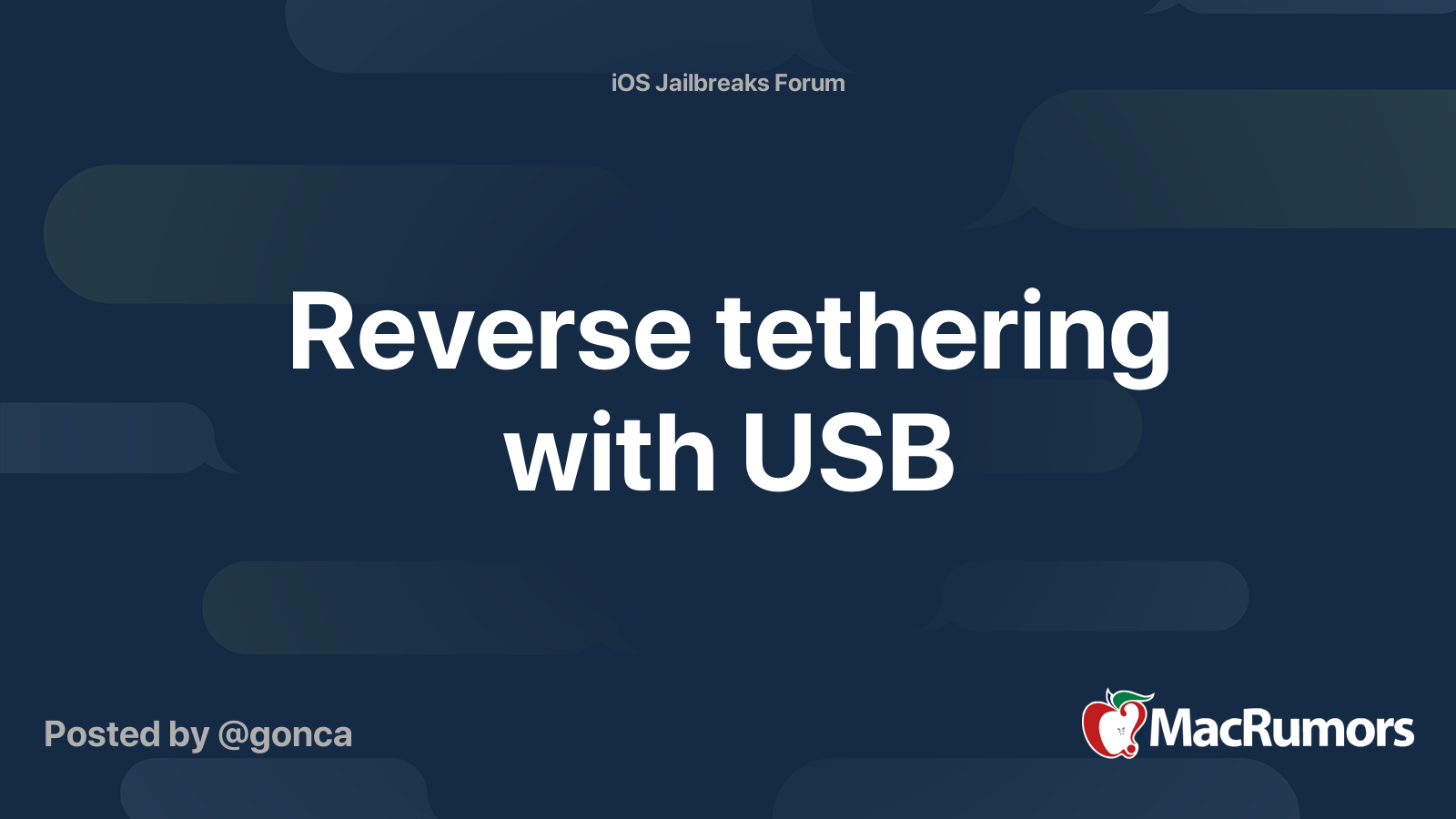 Reverse tethering with USB | MacRumors Forums