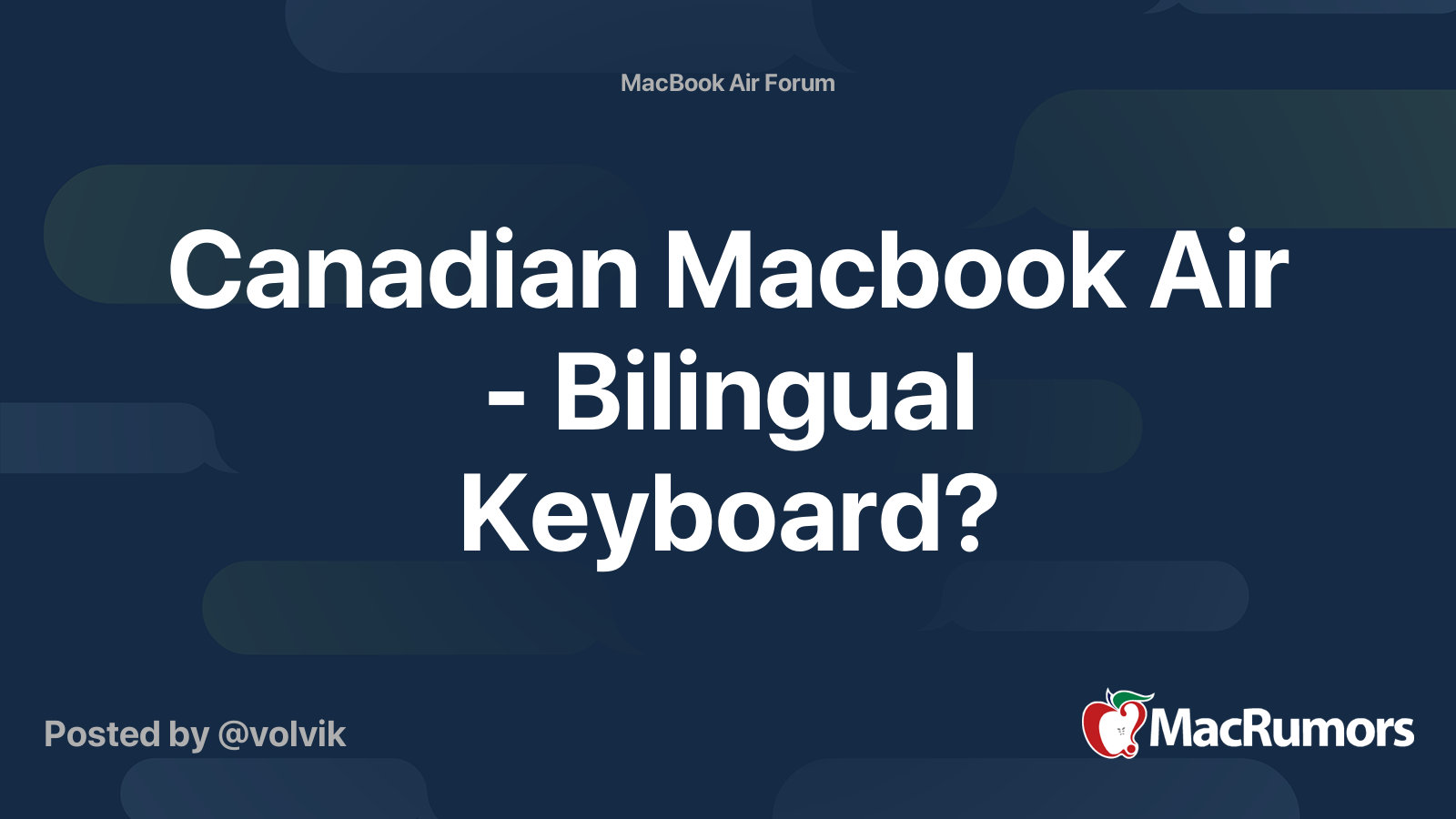 Canadian Macbook Air - Bilingual Keyboard? | MacRumors Forums