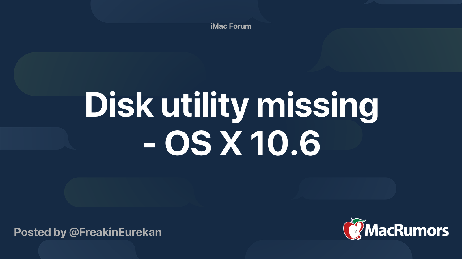Disk Utility Missing Os X 10 6 Macrumors Forums