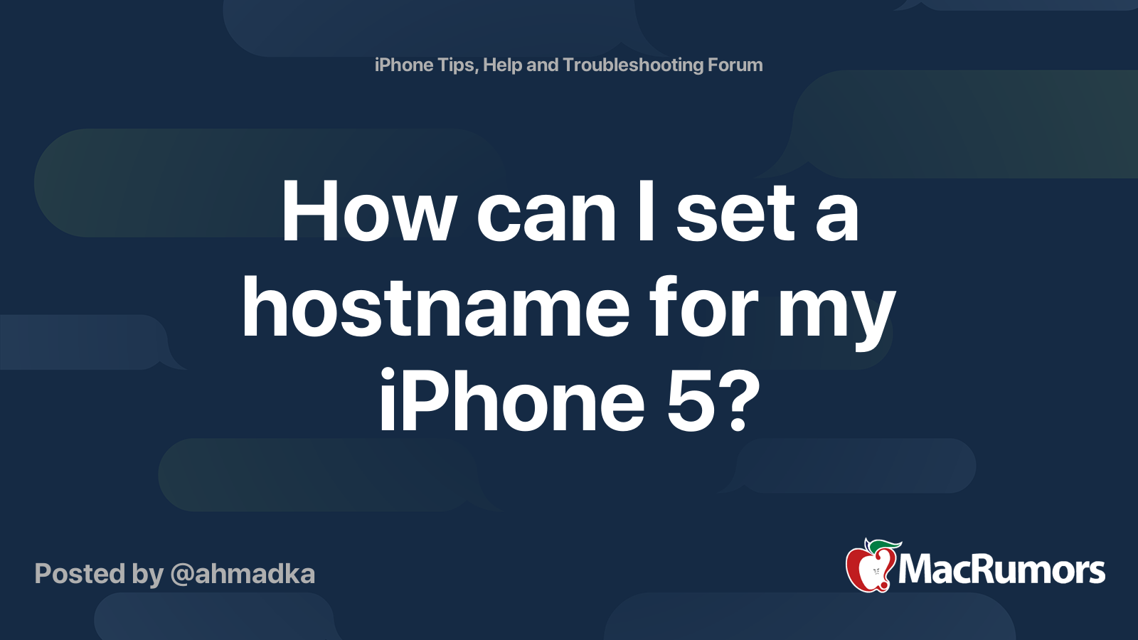 How can I set a hostname for my iPhone 5? | MacRumors Forums
