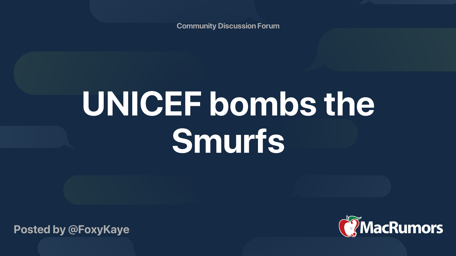 UNICEF bombs the Smurfs | MacRumors Forums