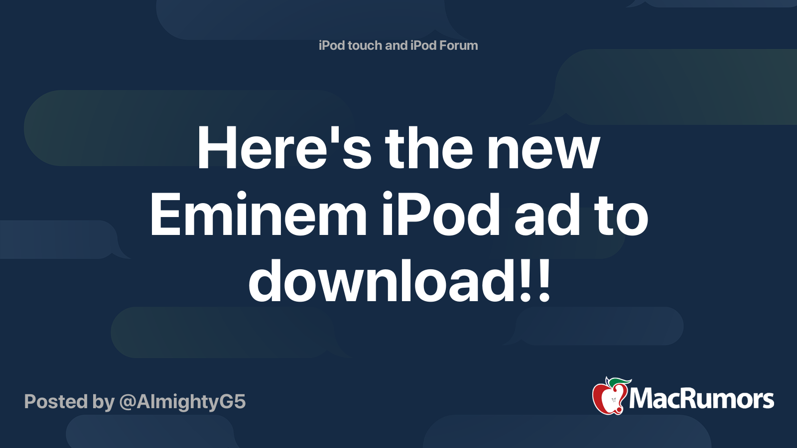 Here's the new Eminem iPod ad to download!! | MacRumors Forums