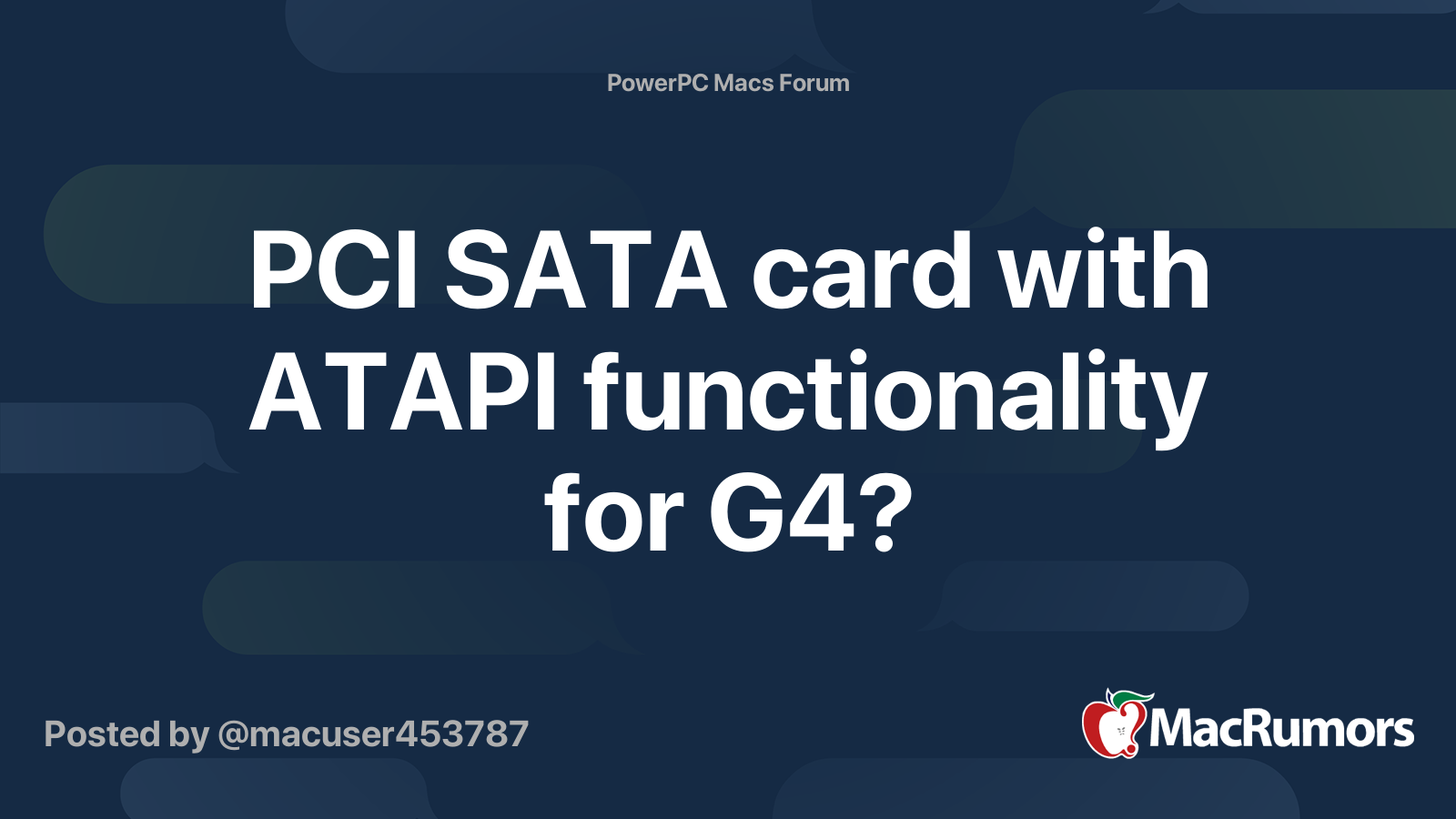 PCI SATA card with ATAPI functionality for G4? | MacRumors Forums