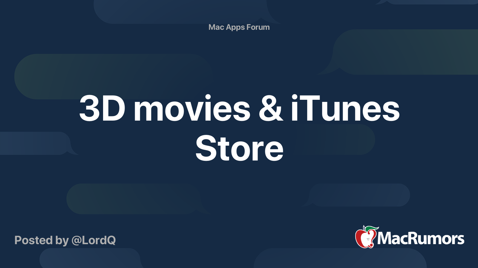 3D movies & iTunes Store | MacRumors Forums