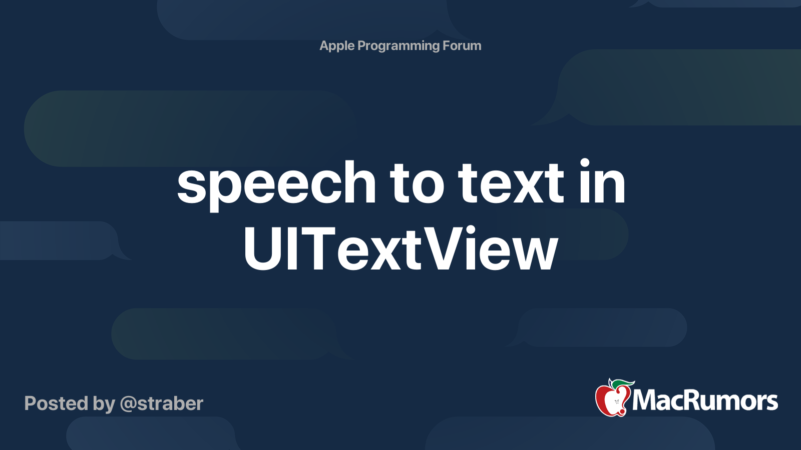speech to text in UITextView | MacRumors Forums
