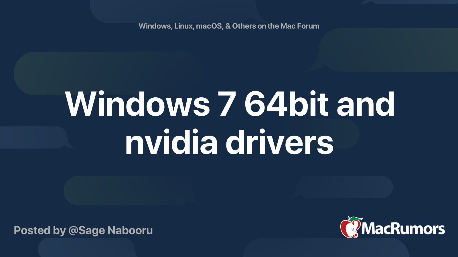 Windows 7 64bit and nvidia drivers | MacRumors Forums