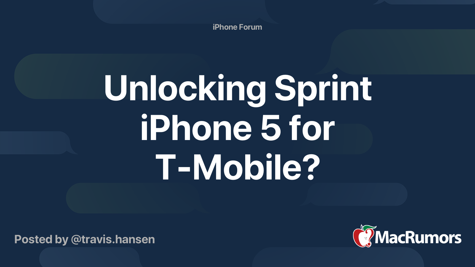 Unlocking Sprint iPhone 5 for T-Mobile? | MacRumors Forums