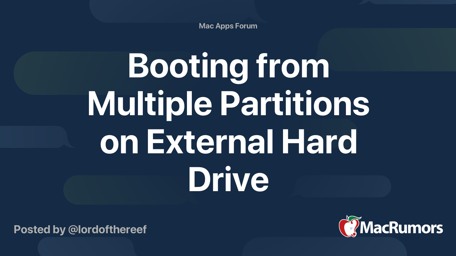 Booting from Multiple Partitions on External Hard Drive | MacRumors Forums