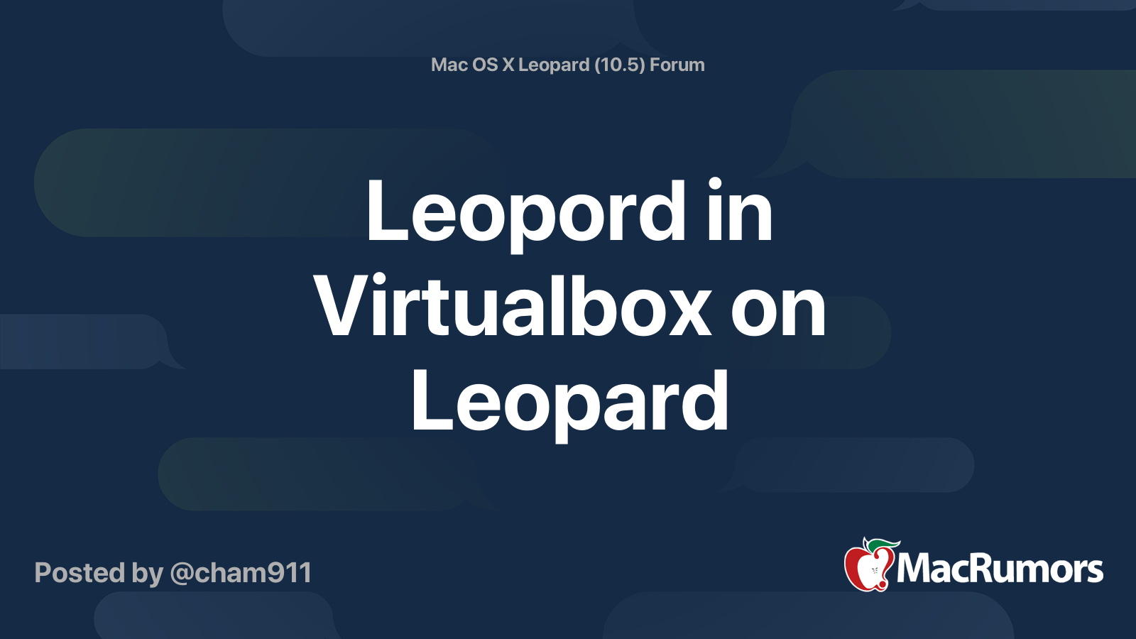 Leopord in Virtualbox on Leopard | MacRumors Forums