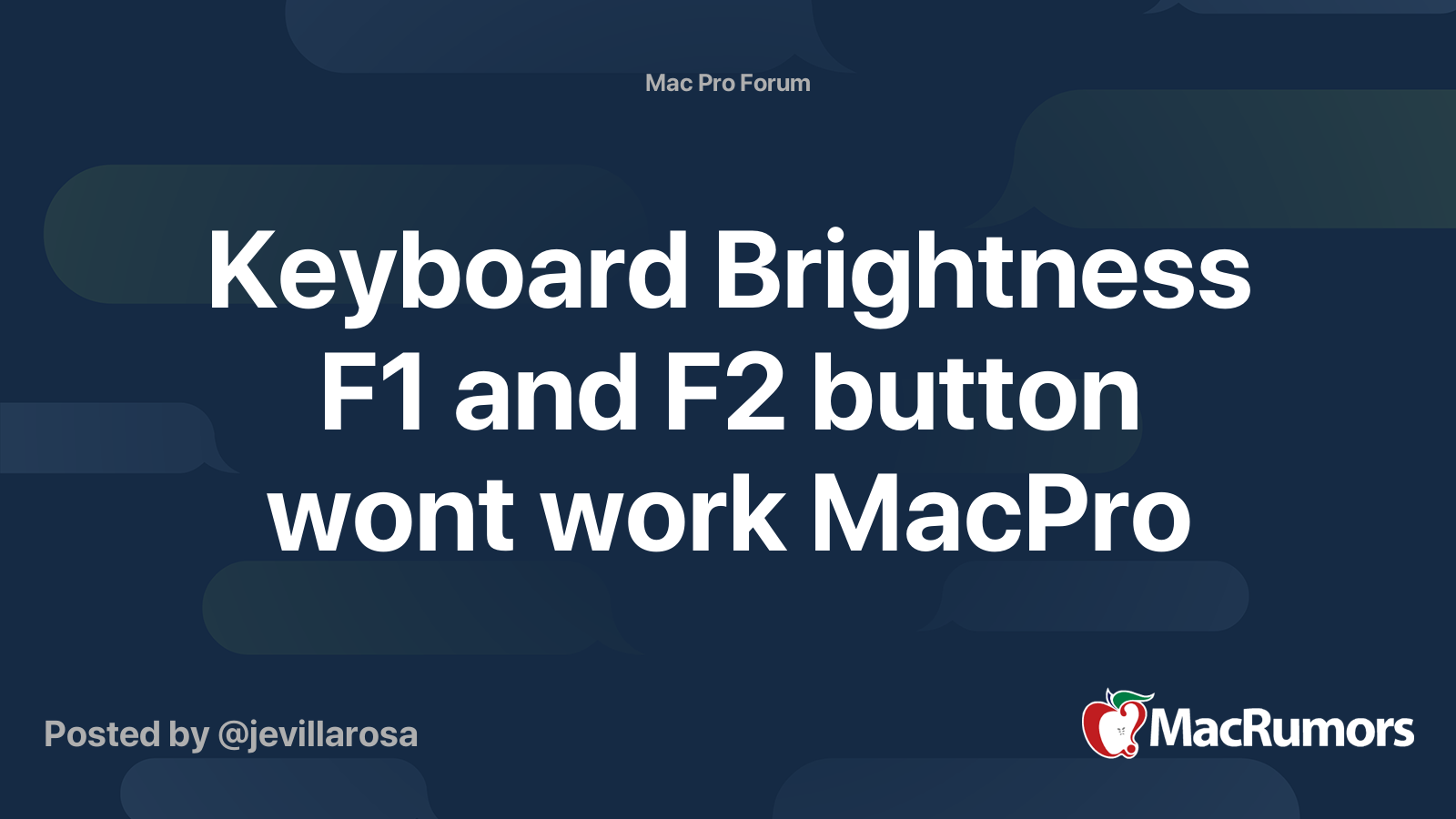 Keyboard Brightness F1 and F2 button wont work MacPro | MacRumors Forums