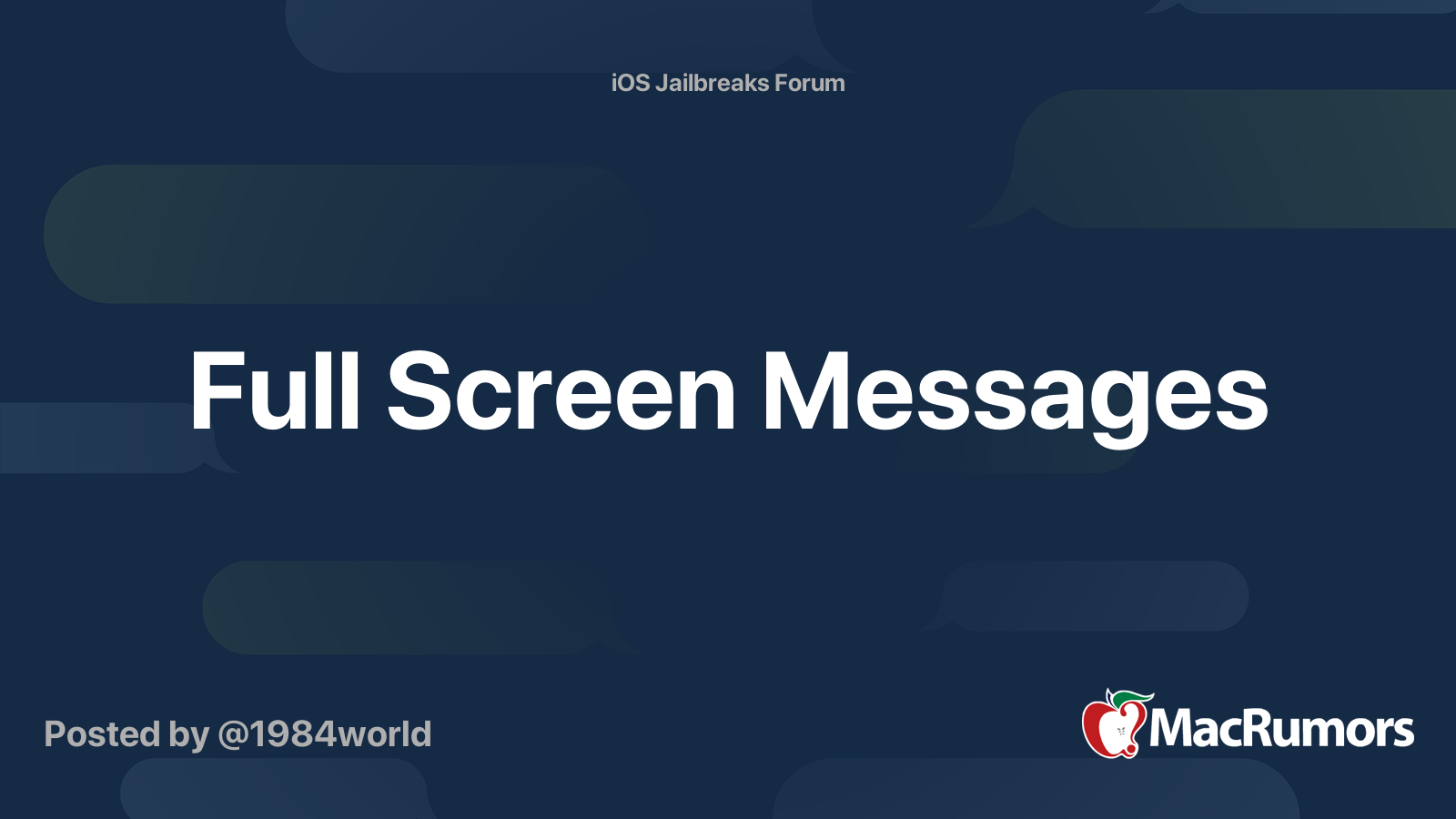 Full Screen Messages | MacRumors Forums