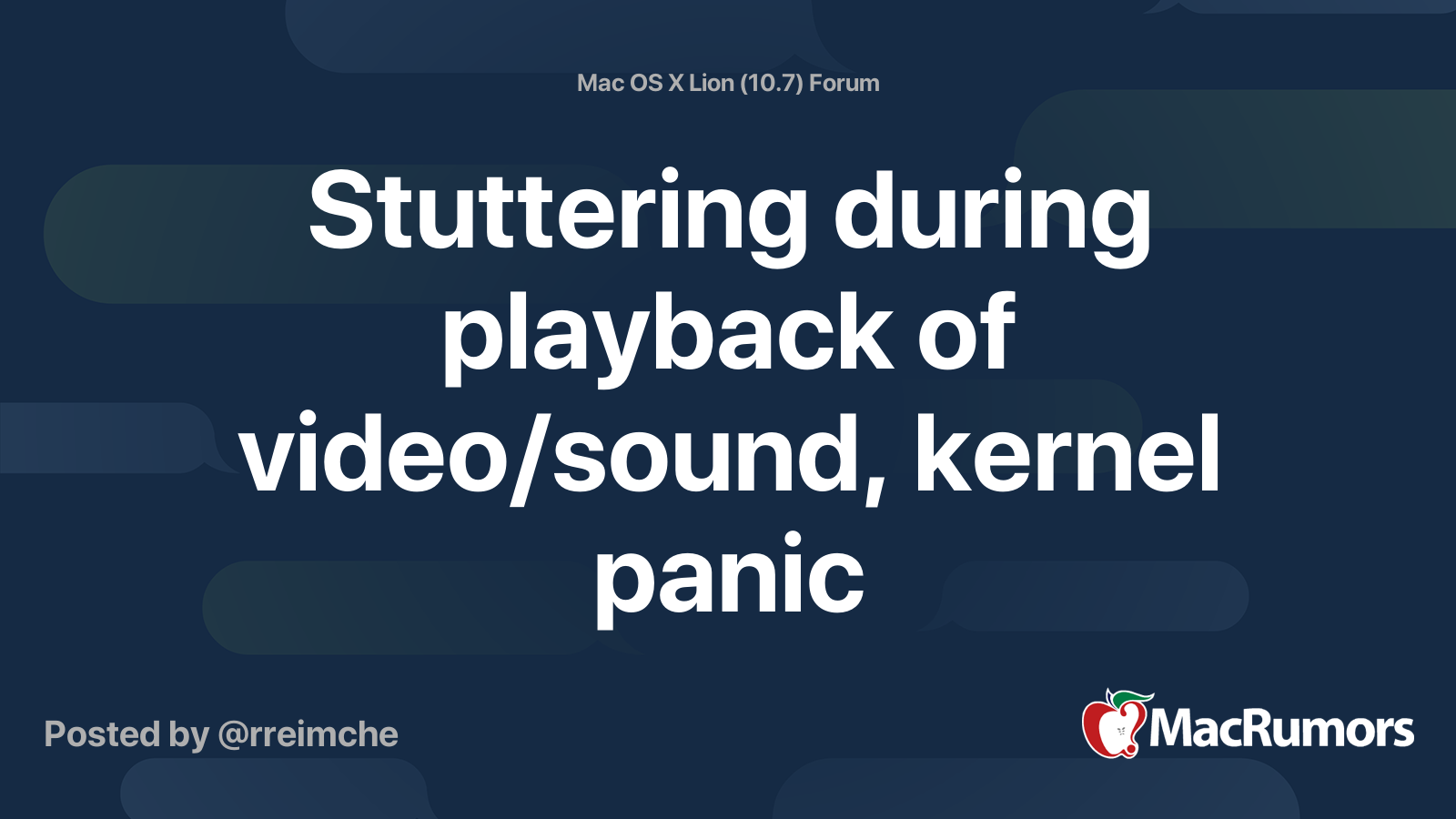 Stuttering during playback of video/sound, kernel panic | MacRumors Forums