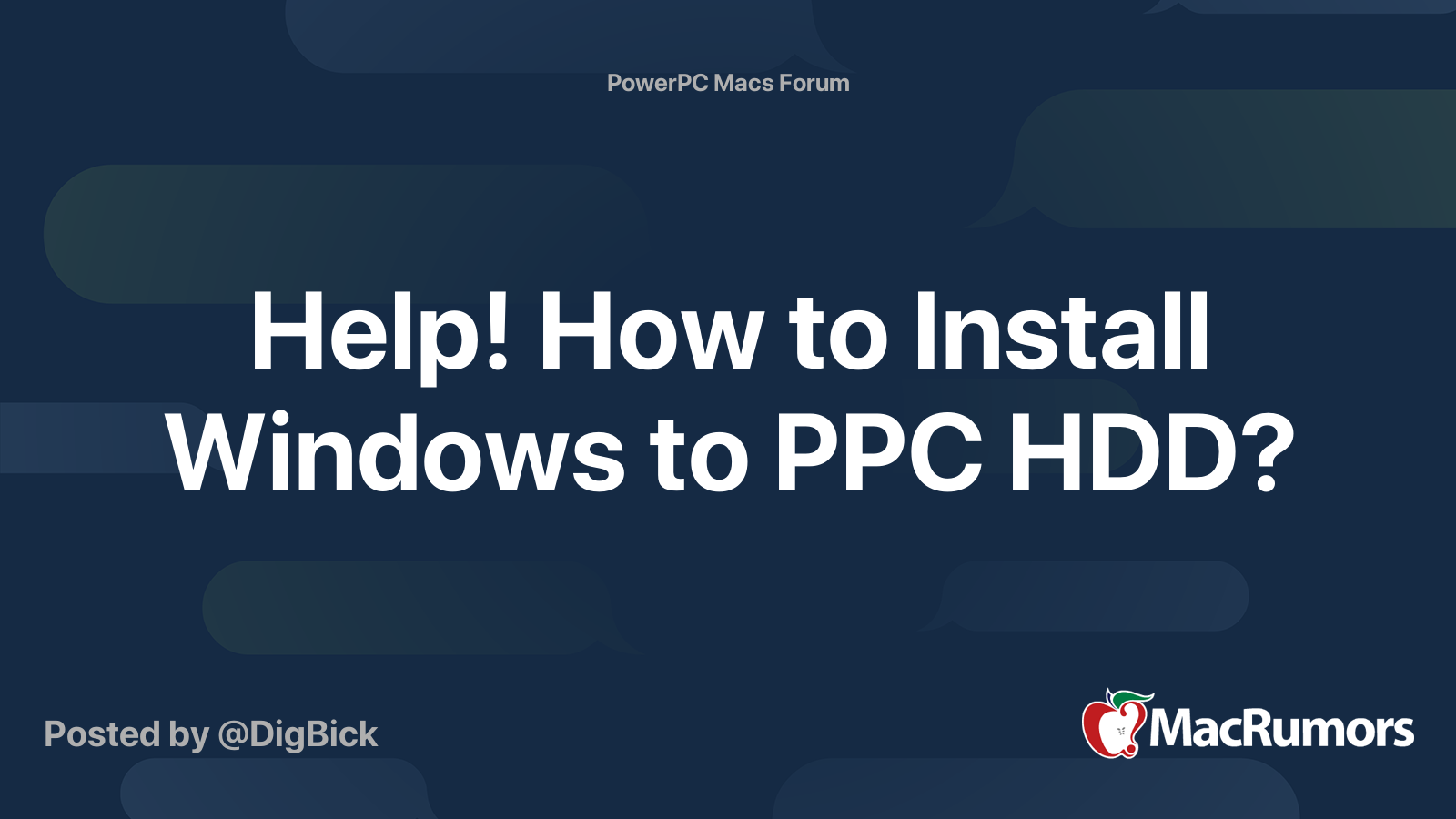 Help! How to Install Windows to PPC HDD? | MacRumors Forums