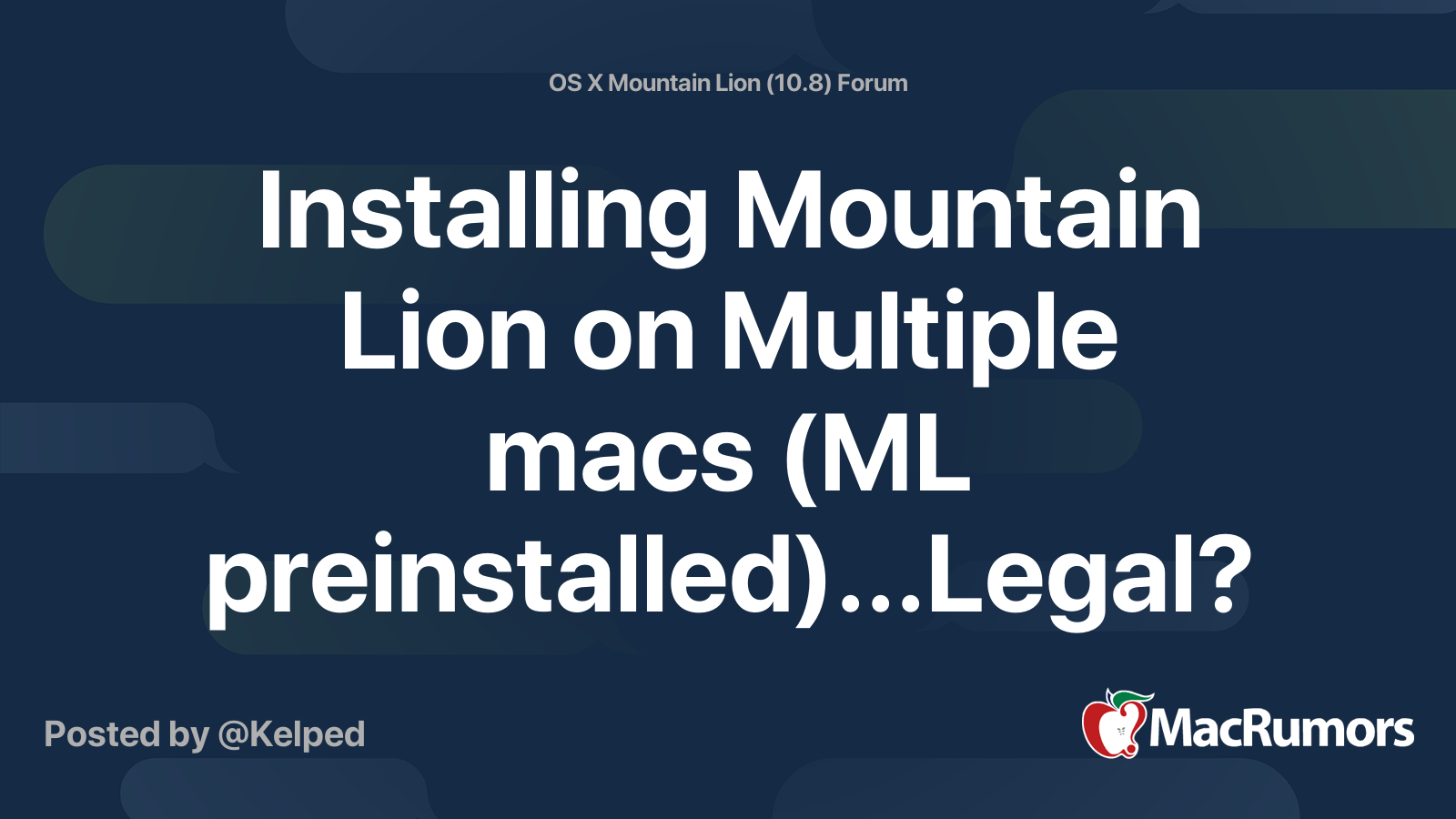 Installing Mountain Lion on Multiple macs (ML preinstalled)...Legal? Possible? | MacRumors Forums