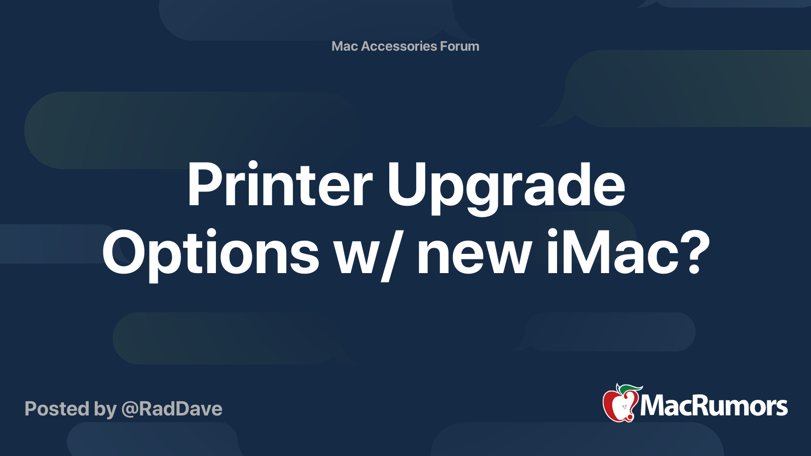 Printer Upgrade Options w/ new iMac? | MacRumors Forums