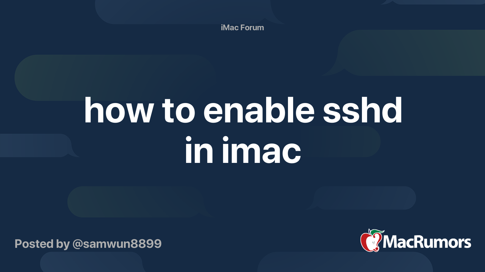 how to enable sshd in imac | MacRumors Forums