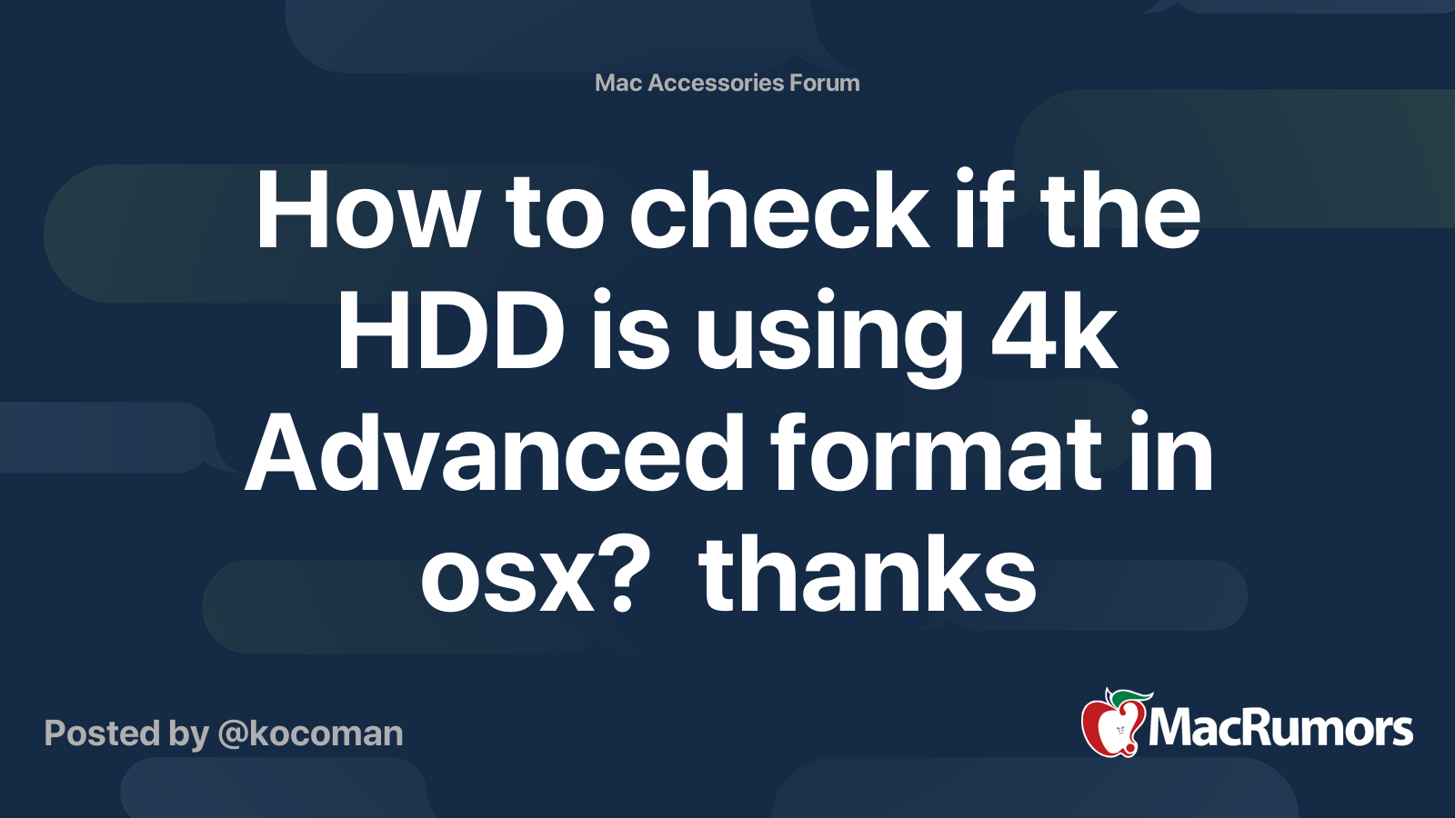 How to check if the HDD is using 4k Advanced format in osx? thanks ...