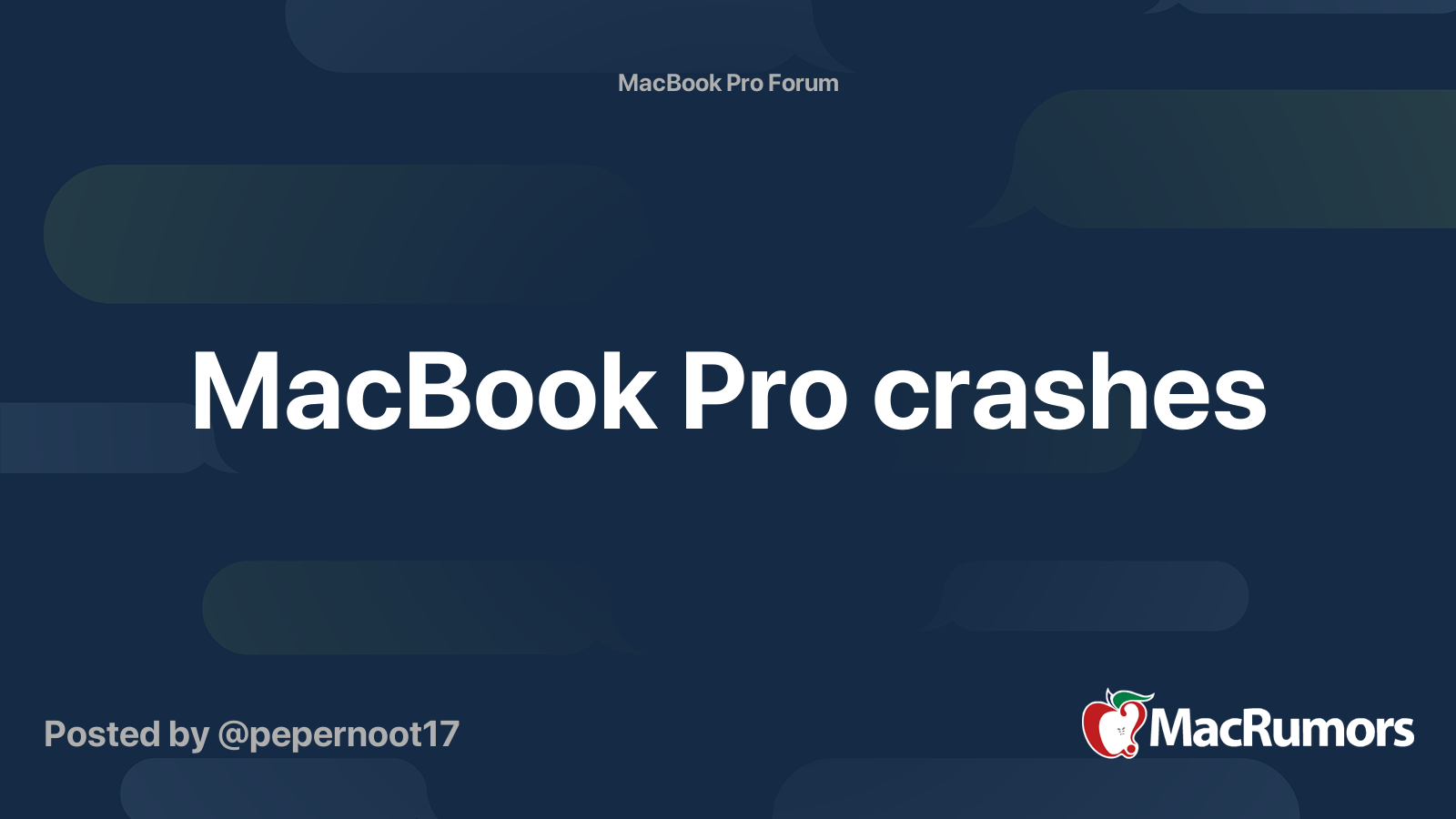 MacBook Pro crashes | MacRumors Forums