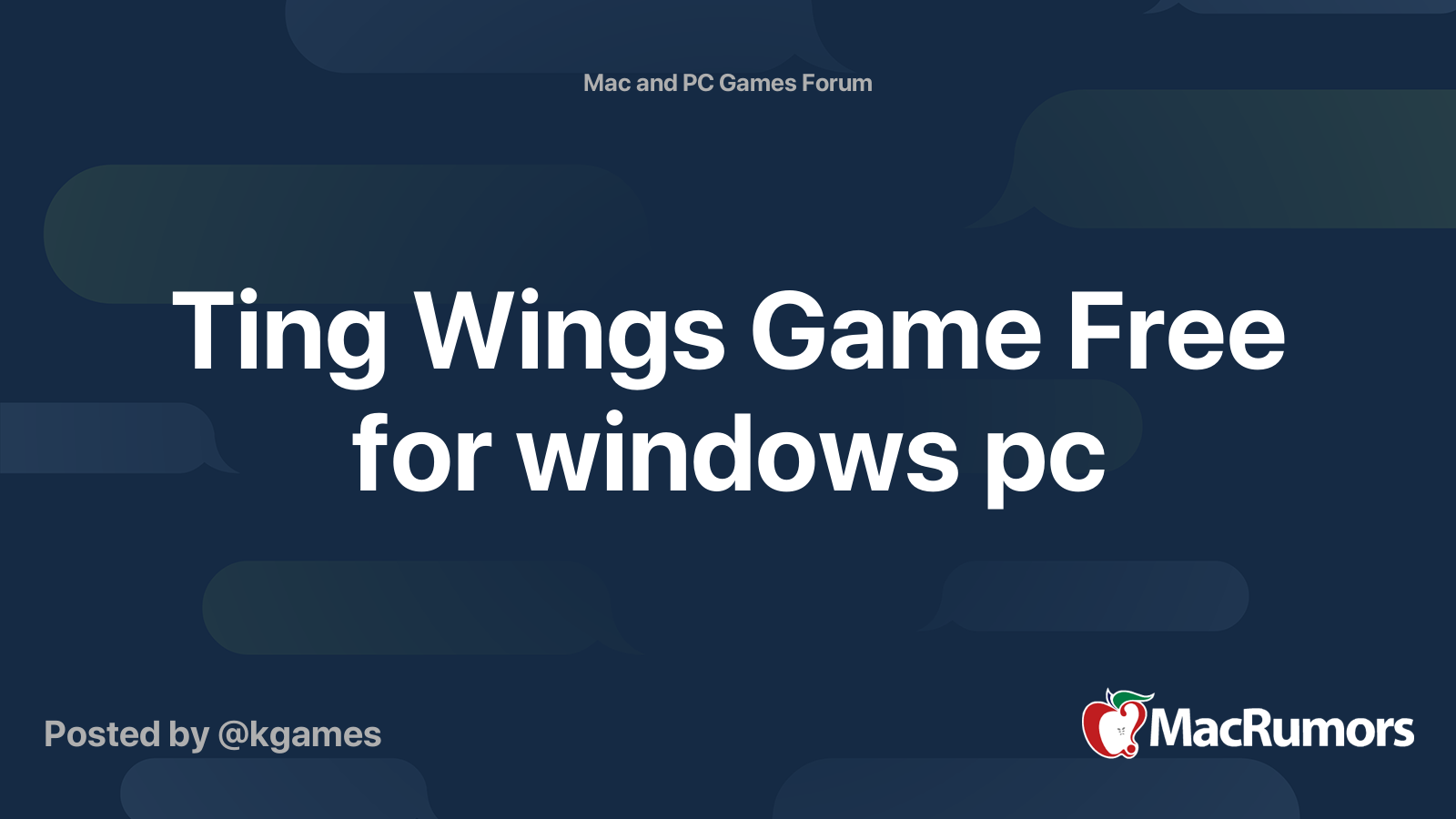 Ting Wings Game Free for windows pc | MacRumors Forums