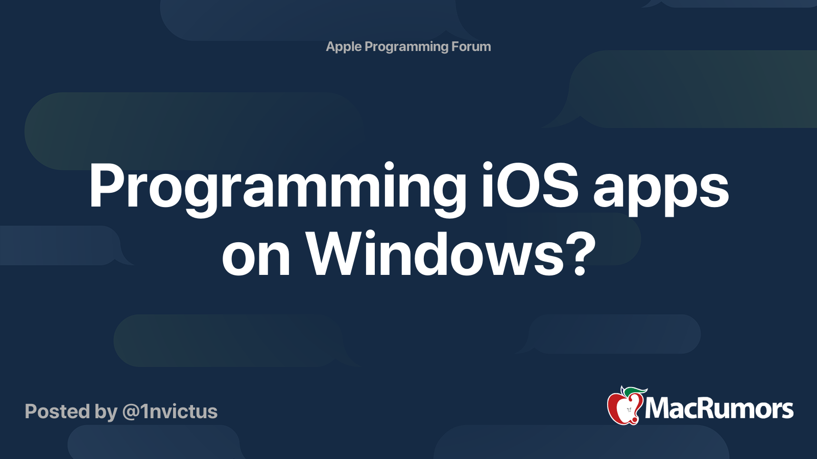 Programming iOS apps on Windows? | MacRumors Forums