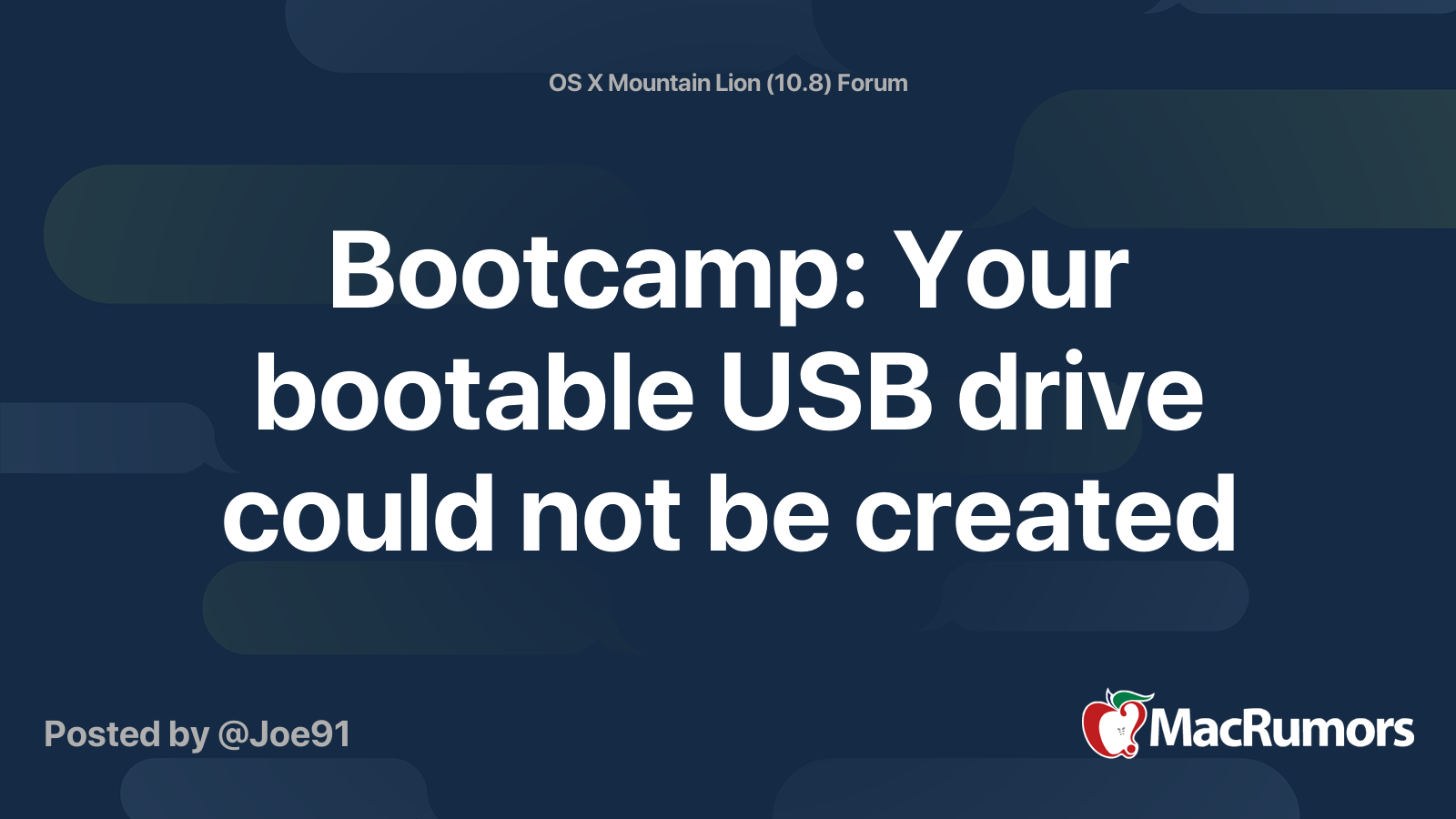 Bootcamp Your Bootable Usb Drive Could Not Be Created Macrumors Forums