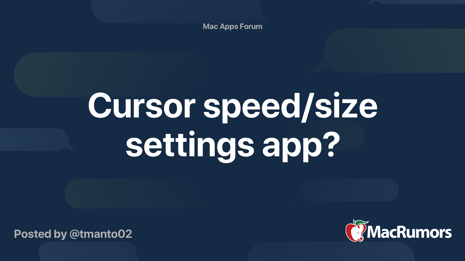 Cursor speed/size settings app? | MacRumors Forums