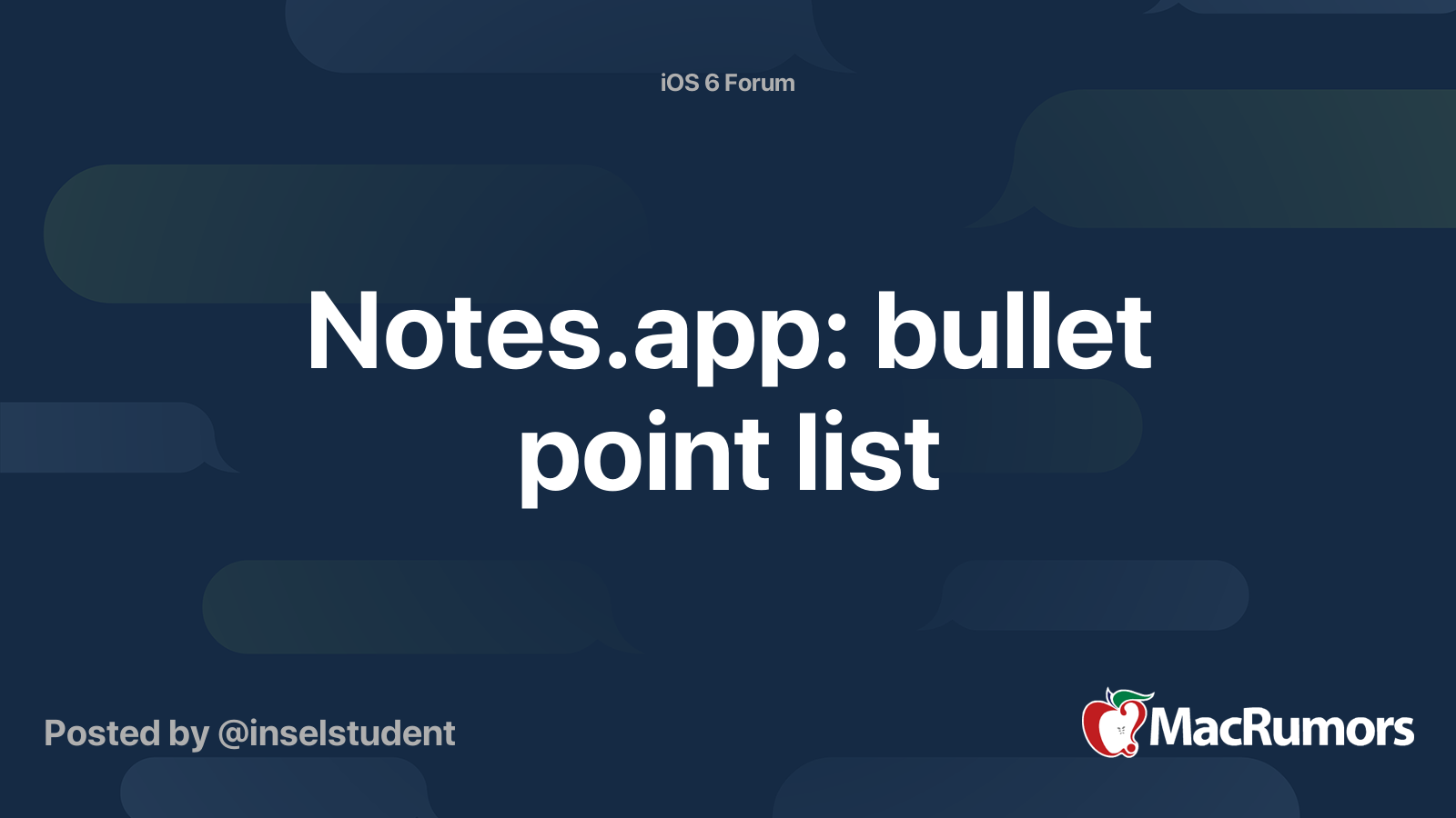 Notes.app: bullet point list | MacRumors Forums