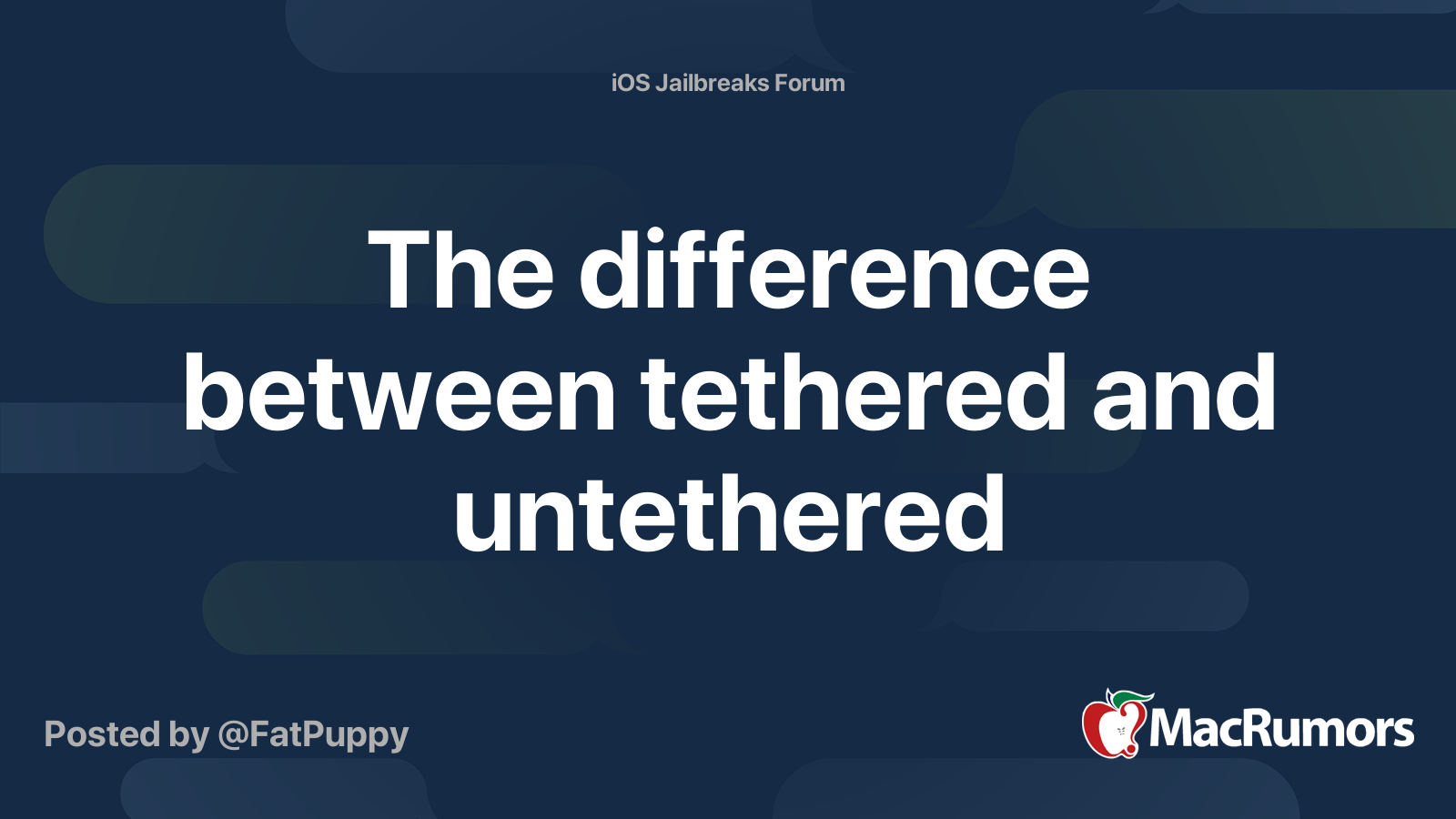 The difference between tethered and untethered | MacRumors Forums