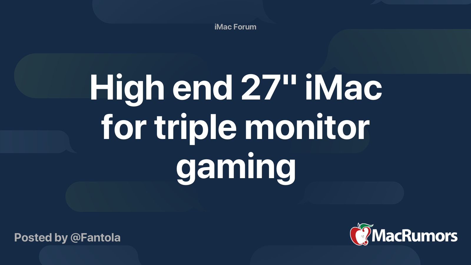 High end 27" iMac for triple monitor gaming | MacRumors Forums