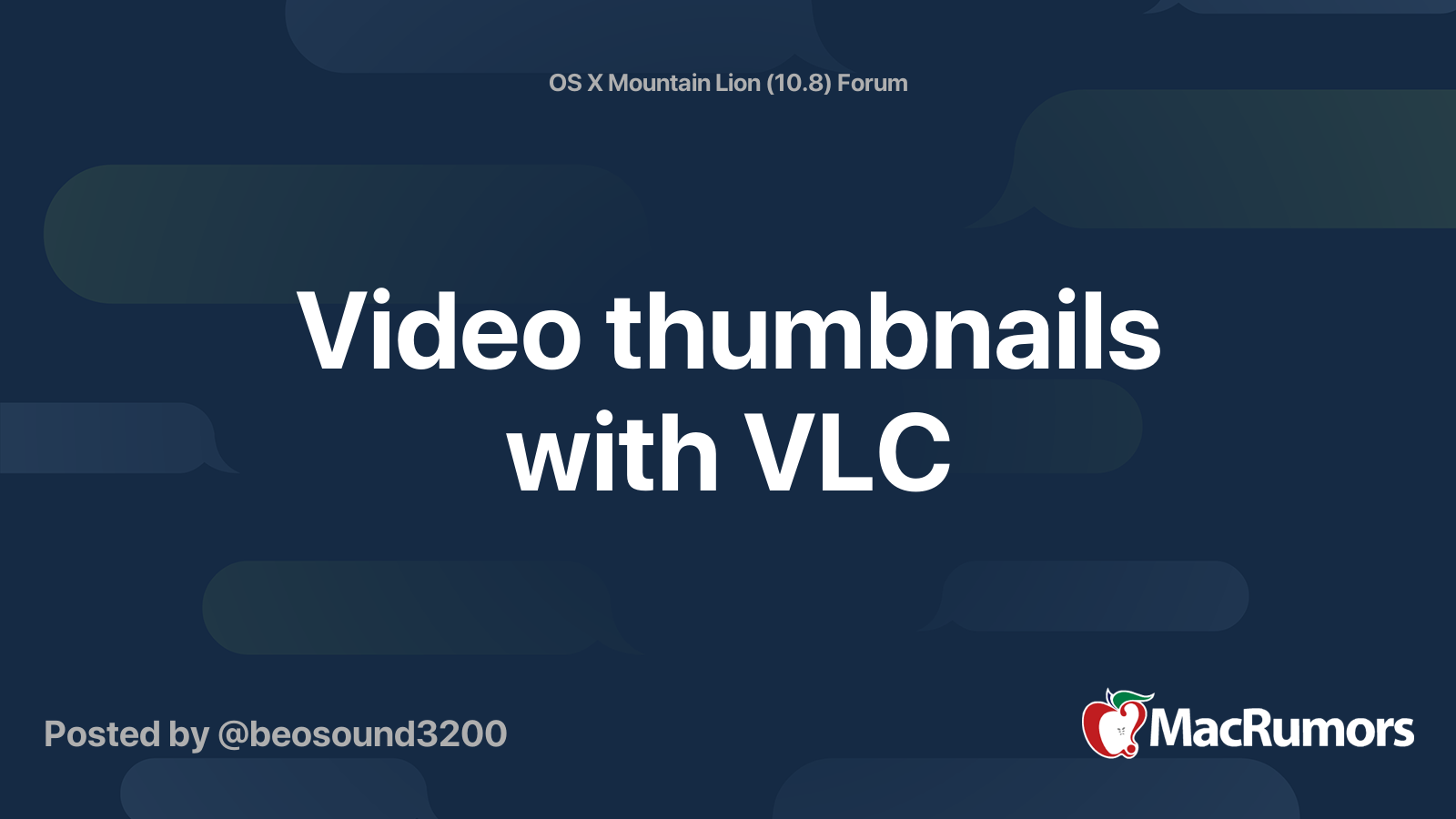 Video thumbnails with VLC | MacRumors Forums