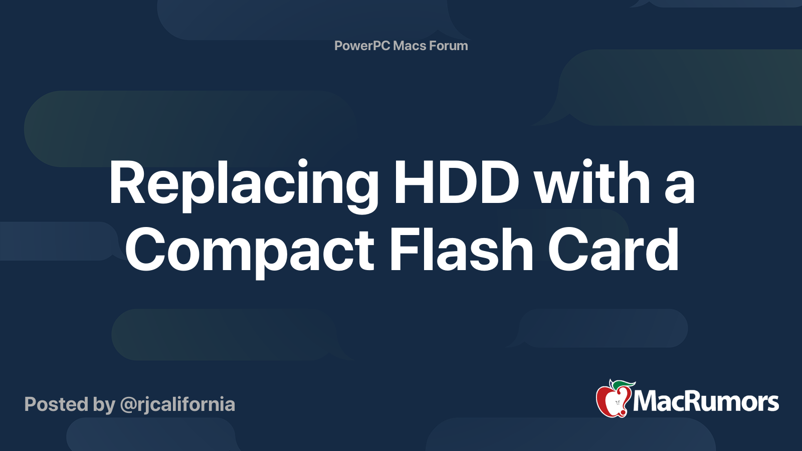 Replacing HDD with a Compact Flash Card | MacRumors Forums