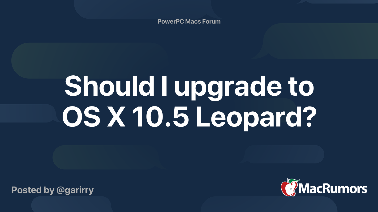 Should I upgrade to OS X 10.5 Leopard? | MacRumors Forums