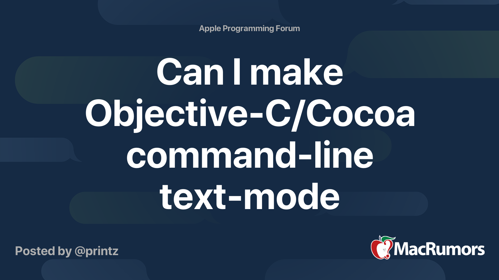 Can I Make Objective Ccocoa Command Line Text Mode Applications Macrumors Forums 