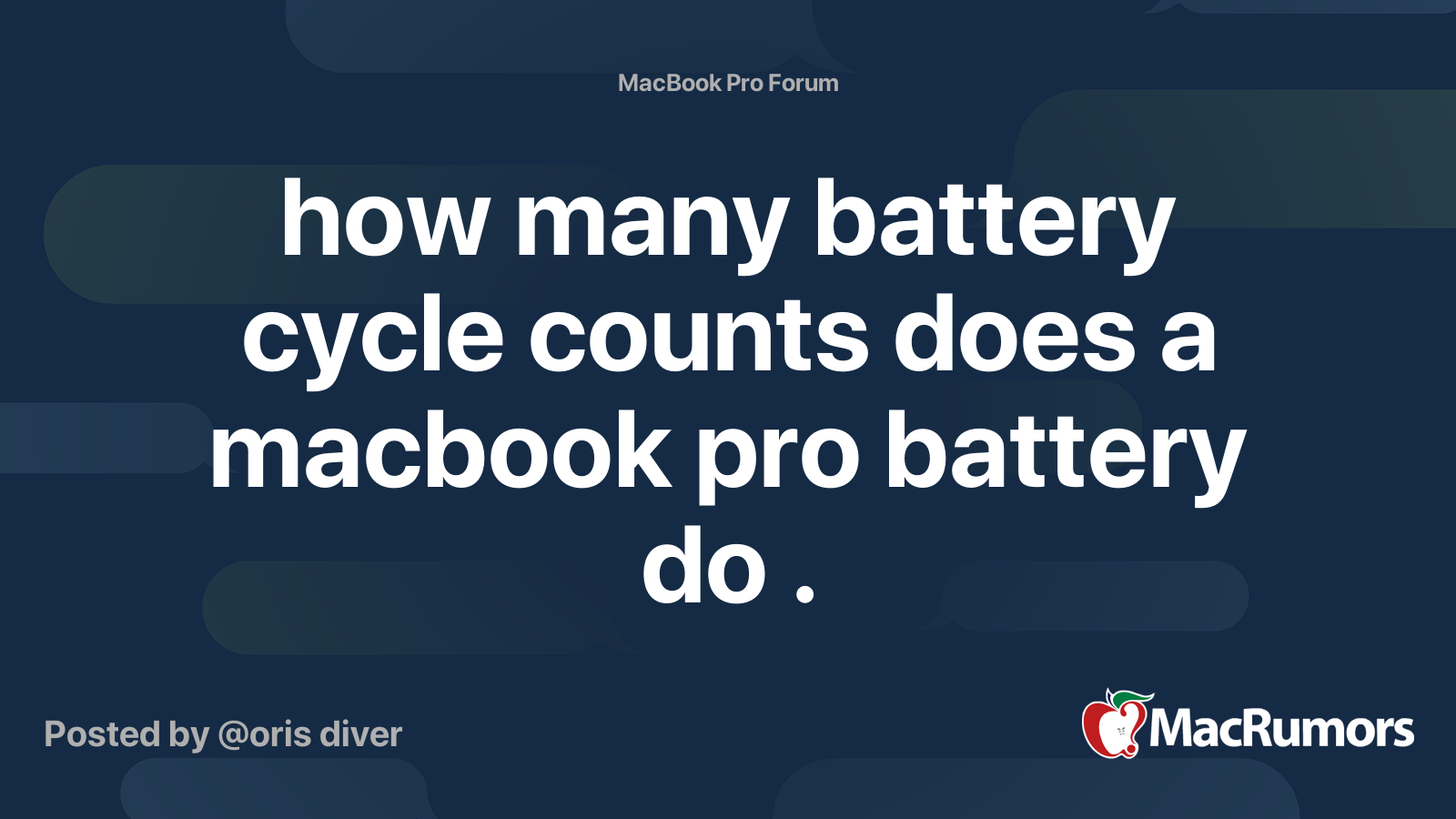how many battery cycle counts does a macbook pro battery do . | MacRumors Forums