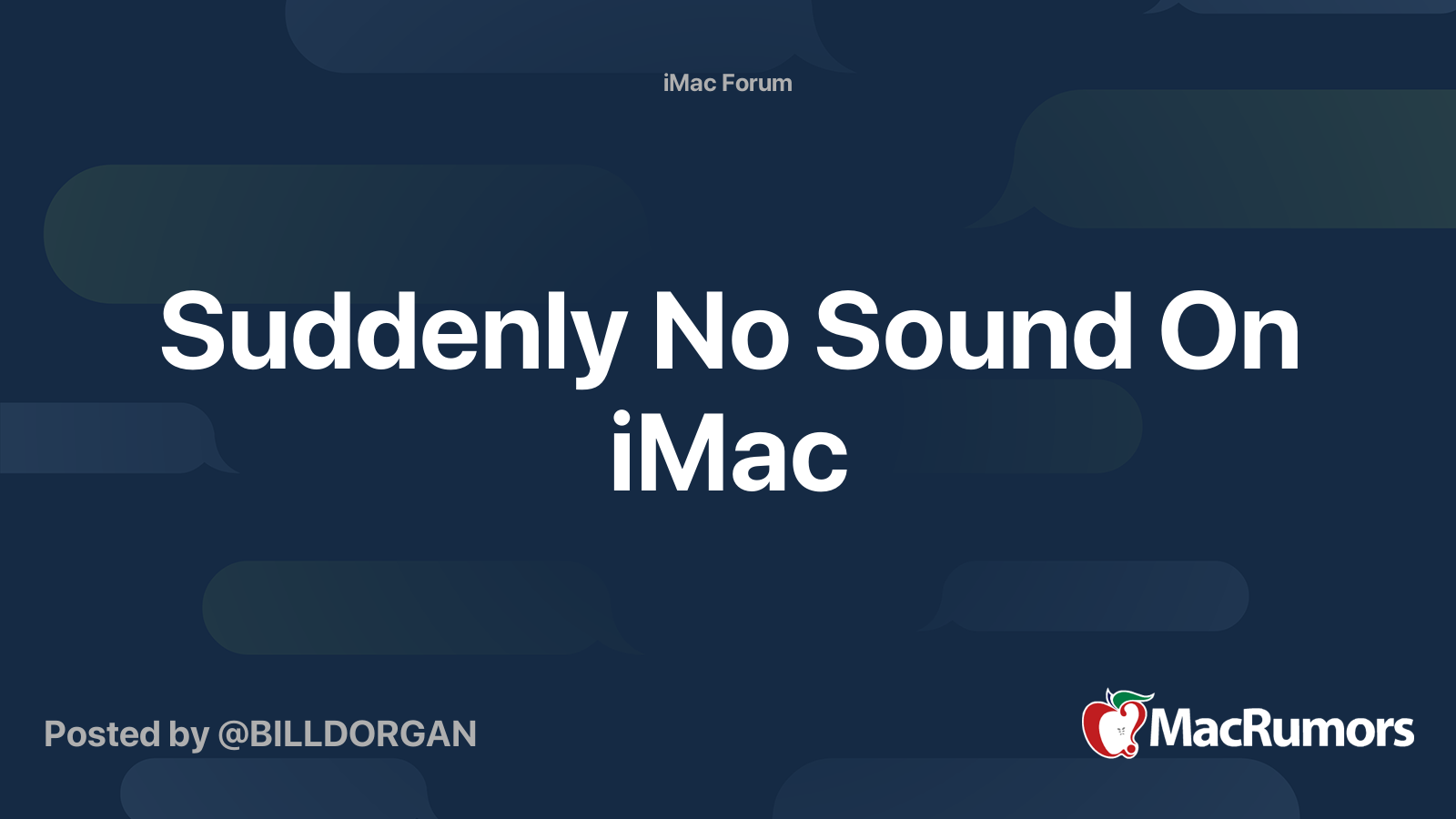 Suddenly No Sound On iMac | MacRumors Forums