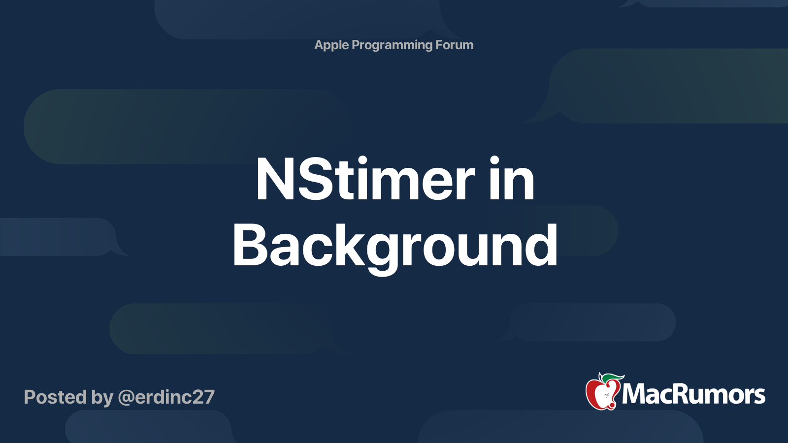 NStimer in Background | MacRumors Forums