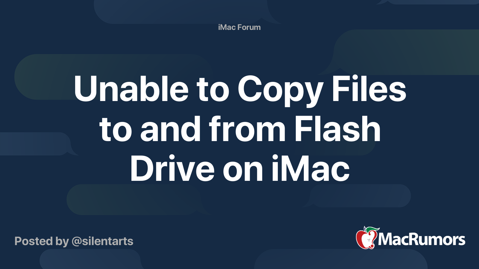 Unable to Copy Files to and from Flash Drive on iMac | MacRumors Forums