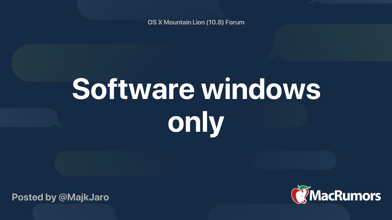 Software windows only | MacRumors Forums