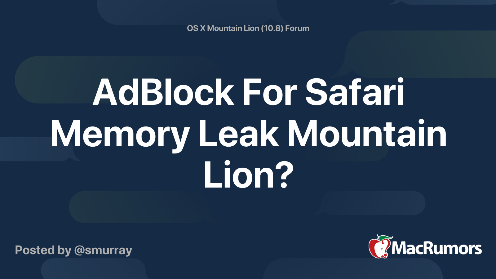 AdBlock For Safari Memory Leak Mountain Lion? | MacRumors Forums