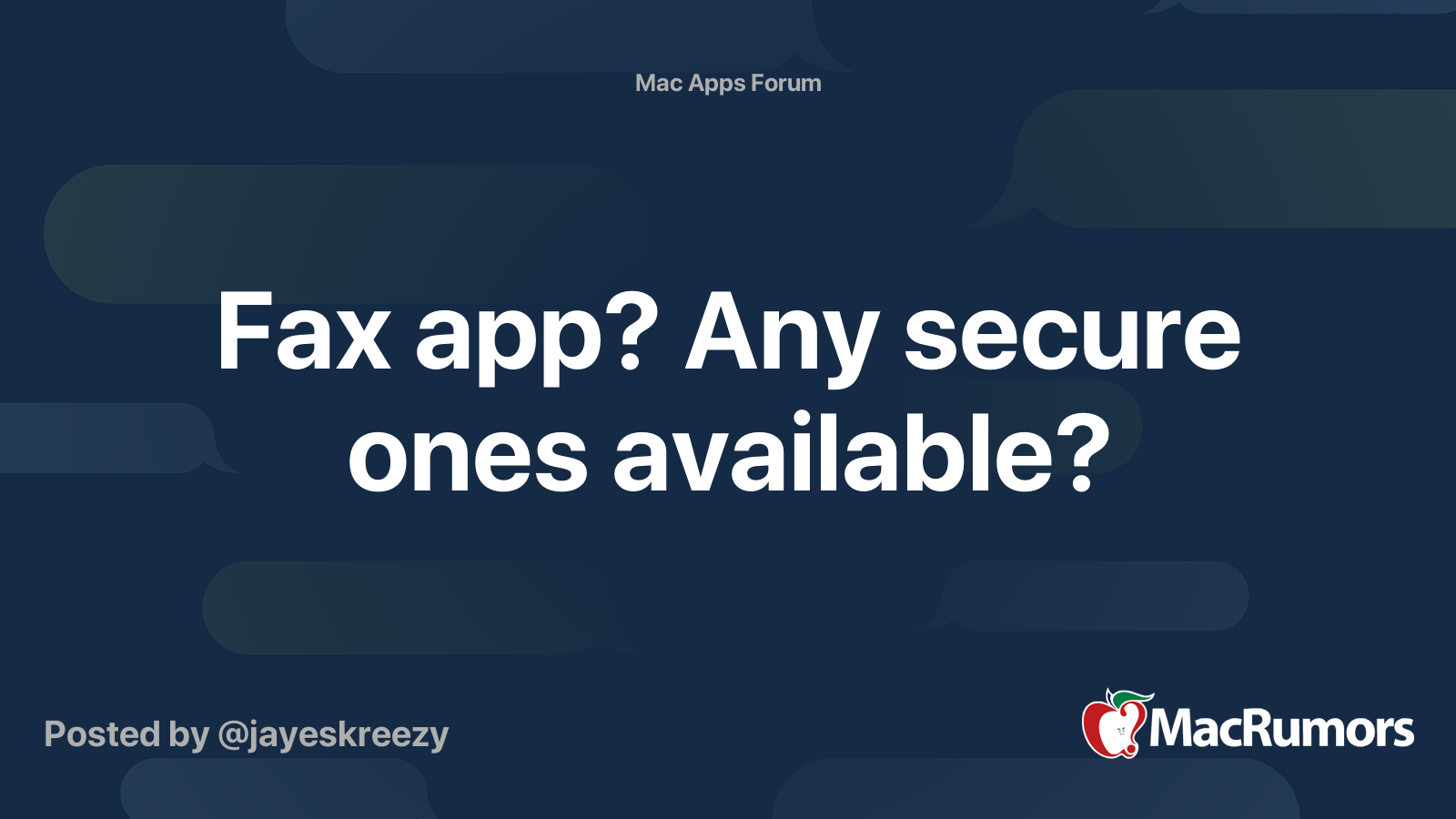 Fax app? Any secure ones available? | MacRumors Forums