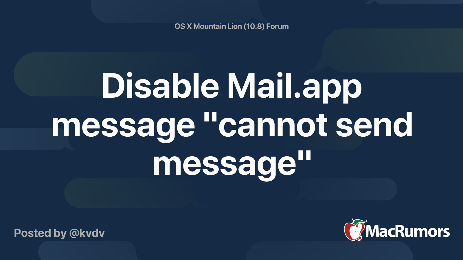 Disable Mailapp Message Cannot Send Message Macrumors Forums 9468