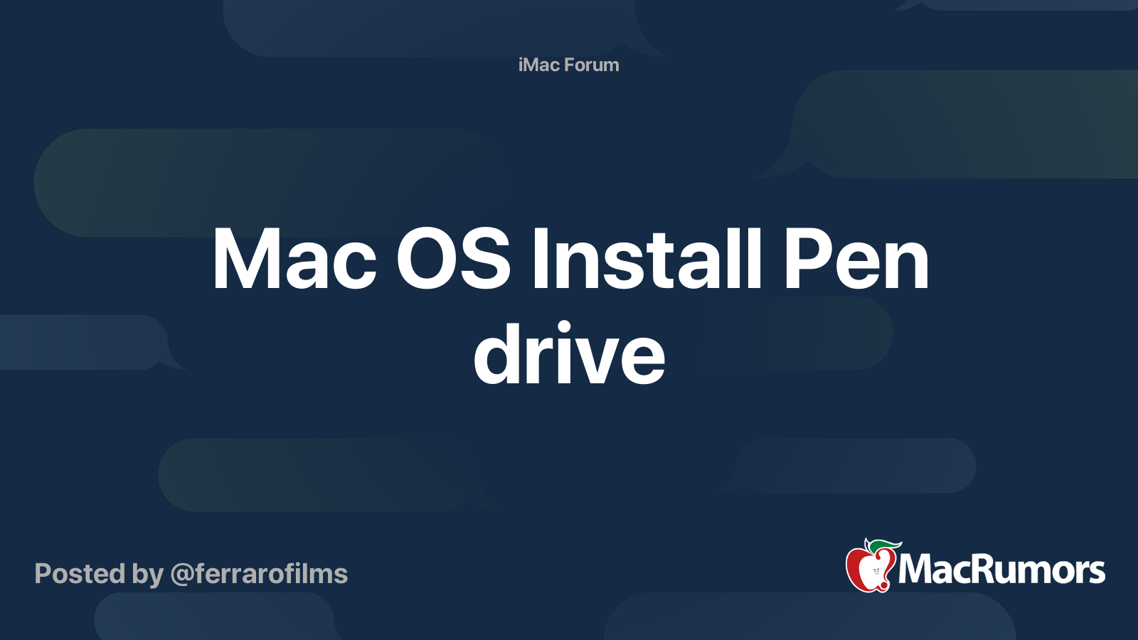 Mac OS Install Pen drive | MacRumors Forums